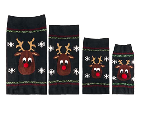 Mogoko Christmas Reindeer Dog Sweater Knitwear Cat Apparel Soft Thickening Warm Pup Dogs Shirt Winter Puppy Fleece Sweater for Xmas Cold Winter