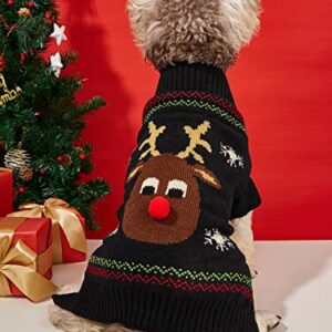 Mogoko Christmas Reindeer Dog Sweater Knitwear Cat Apparel Soft Thickening Warm Pup Dogs Shirt Winter Puppy Fleece Sweater for Xmas Cold Winter