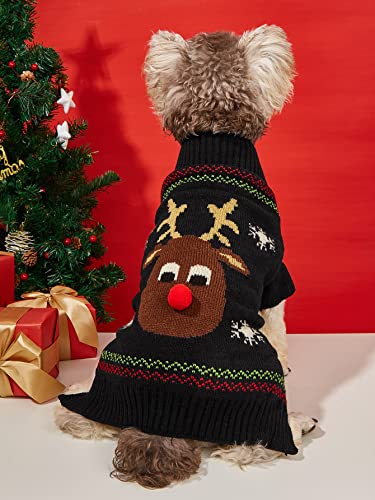 Mogoko Christmas Reindeer Dog Sweater Knitwear Cat Apparel Soft Thickening Warm Pup Dogs Shirt Winter Puppy Fleece Sweater for Xmas Cold Winter