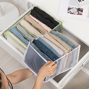 2PCS Clothes Organizer（7 Grids）Drawer Dividers for Clothes - Foldable Grid Storage Box with Multiple Layers, Portable Washable Storage Containers for Scarves, Leggings, T-shirts, Jeans (T-Shirts with 9Grids, Black)