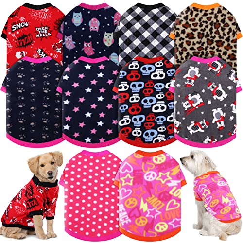 Pedgot 10 Pieces Fleece Sweater Dog Sweaters Tiny Puppy Clothes Winter Chihuahua Clothes for Small Dog Girl Chihuahua Yorkies Pets Pup Dog Cat (Classic Patterns, Small)