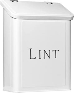 mount delectable magnetic lint bin for laundry room, wall mounted lint box holder trash can with lid for dryer, lint basket for laundry room, farmhouse style laundry storage and organization