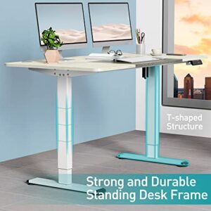 WOKA 55 x 28 Inch Electric Standing Desk, Height Adjustable Stand Up Desk, Sit Stand Desk with Memory Controllers, Adjustable Desks for Home Office with White and Grey Top and White Frame