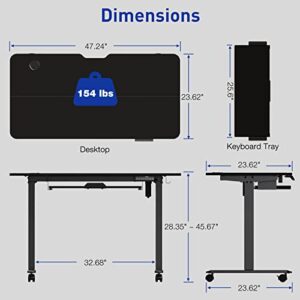 WOKA Electric Standing Desk Adjustable Height 48x24 in with Memory Controller, Ergonomic Motorized Standing Desk with Keyboard Tray, Rising Desk for Home Office Sit Stand Desk