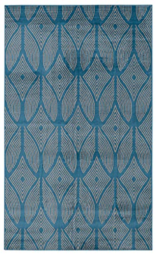 Leona Barker Blue and Light Grey 6'5" x 9'3" by Linon