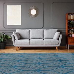 Leona Barker Blue and Light Grey 6'5" x 9'3" by Linon