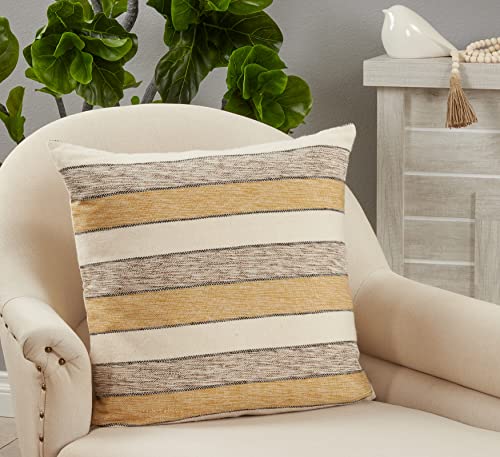 SARO LIFESTYLE Striped Throw Pillow with Poly Filling, Multi, 22"