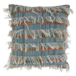 saro lifestyle shaggy striped throw pillow with down filling, multi, 22"