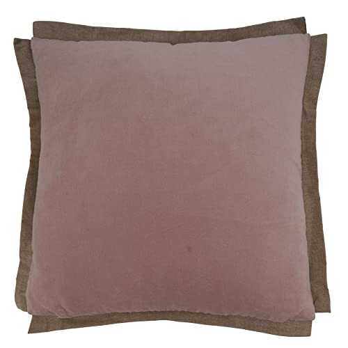 SARO LIFESTYLE Velvet Flange Throw Pillow Cover, Blush, 20"