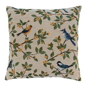 saro lifestyle jacquard bird throw pillow with poly filling, multi, 18"