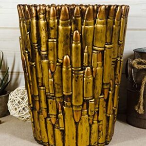 Ebros Gift Rustic Western Military Style Spherical Rifle Ammo Rounds Shells Gold Tone Bullets Bathroom Accessory (Dry Waste Basket Trash Bin)