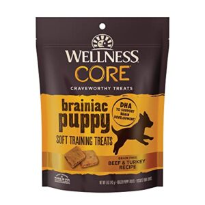 wellness core brainiac puppy soft training dog treats (previously puppy bites), grain free, beef & turkey, 5 ounce bag