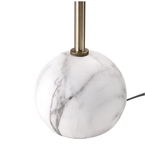 Globe Electric 67512 20" Table Lamp, White Faux Marble Base, Antique Brass Accent, White Linen Shade, On/Off Switch on Socket, Table Lamp for Living Room, Home Décor, Lamps for Bedrooms, Room Décor