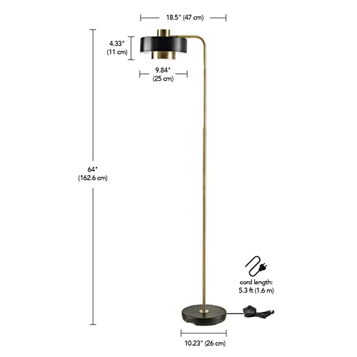 Globe Electric 67491 Felipe Floor Lamps, Antique Brass, Black Accent