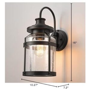 Globe Electric 44791 Apollo 1-Light Outdoor Wall Sconce, Bronze, Seeded Glass Shade, Brown, Bulb Not Included