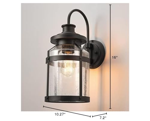 Globe Electric 44791 Apollo 1-Light Outdoor Wall Sconce, Bronze, Seeded Glass Shade, Brown, Bulb Not Included