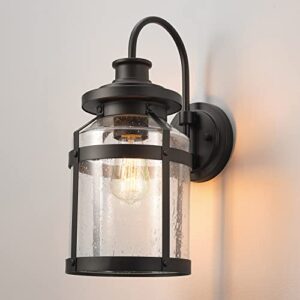 Globe Electric 44791 Apollo 1-Light Outdoor Wall Sconce, Bronze, Seeded Glass Shade, Brown, Bulb Not Included