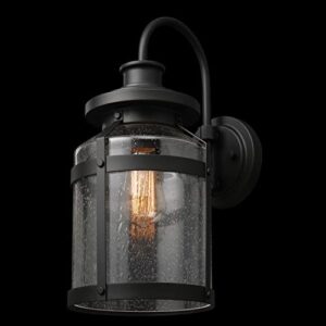 Globe Electric 44791 Apollo 1-Light Outdoor Wall Sconce, Bronze, Seeded Glass Shade, Brown, Bulb Not Included