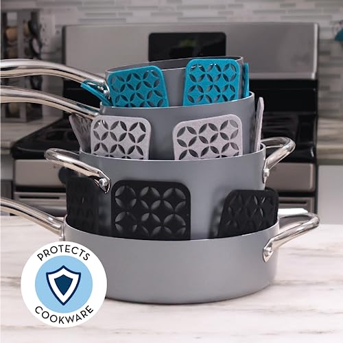 S&T INC. Pot and Pan Protectors, Cookware and Pan Protectors for Stacking and Organization, 3 Different Sizes, 3 Pack