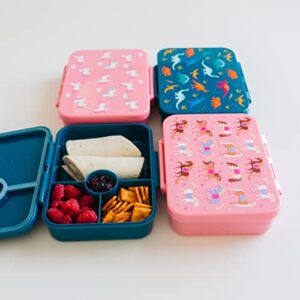 Wildkin Kids Bento Box for Boys and Girls, Features 4 Compartments, Leak Proof with Close Clasp Design, Ideal for Packing Snacks for School and Travel Bento for Kids (Jurassic Dinosaurs)