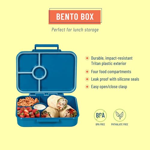 Wildkin Kids Bento Box for Boys and Girls, Features 4 Compartments, Leak Proof with Close Clasp Design, Ideal for Packing Snacks for School and Travel Bento for Kids (Jurassic Dinosaurs)