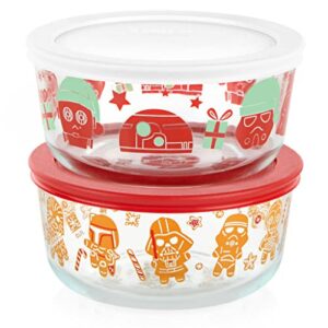 pyrex star wars 8-piece round decorated glass storage holiday set