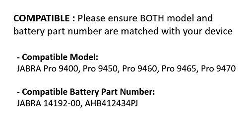 Replacement Battery 14192-00, AHB412434PJ Kit + Tool for Jabra Pro 9400 9450 9560 9465 Duo 9470 Pro 94 Logitech BH970 Wireless Headset Repair Part Fix Dead Power Low Charge Issue