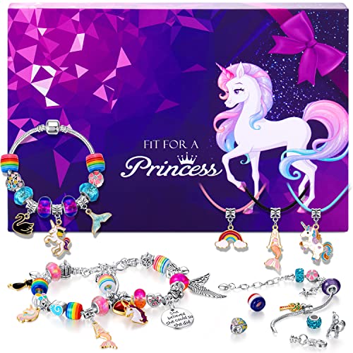 DIVAS MODE Charm Bracelet Making Kit for Girls, Unicorn/Mermaid Toys Gifts for Girls Age 6-8,Beads for Jewelry Making,Craft Supplies Kits Gifts for Teen Girls Toys