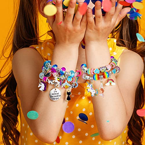 DIVAS MODE Charm Bracelet Making Kit for Girls, Unicorn/Mermaid Toys Gifts for Girls Age 6-8,Beads for Jewelry Making,Craft Supplies Kits Gifts for Teen Girls Toys