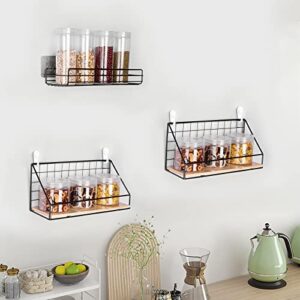 Livabber Floating Shelves Wall Mounted,Home Office Decor- 2 Rustic Arrow Design Wood Storage Metal Shelves Wall Mounted+Adhesive Shower Caddy Basket Shelf for Bathroom/Kitchen, 2 Pack (Small&Small)