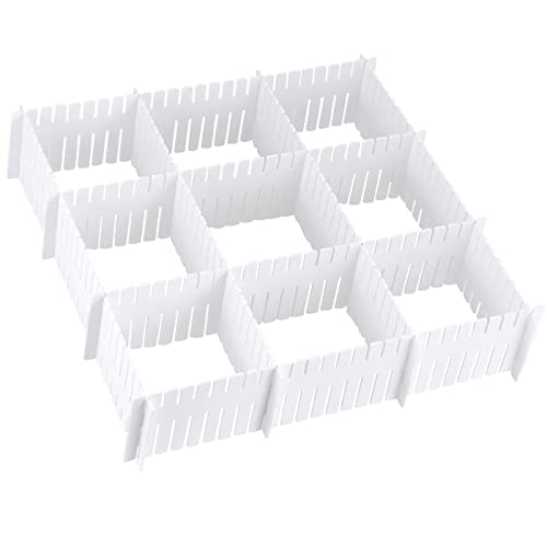 MUKCHAP 72 Pieces DIY Plastic Grid Drawer Organizer, 12.6 Inch Plastic Grid Drawer Dividers, Plastic Adjustable Drawer Dividers Organizer for Sock, Underwear, Scarf, White