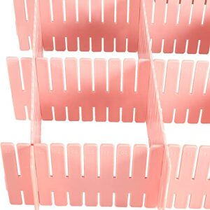 MUKCHAP 72 Pieces DIY Plastic Grid Drawer Organizer, 12.6 Inch Plastic Grid Drawer Dividers, Plastic Adjustable Drawer Dividers Organizer for Sock, Underwear, Scarf, 36 White, 36 Pink