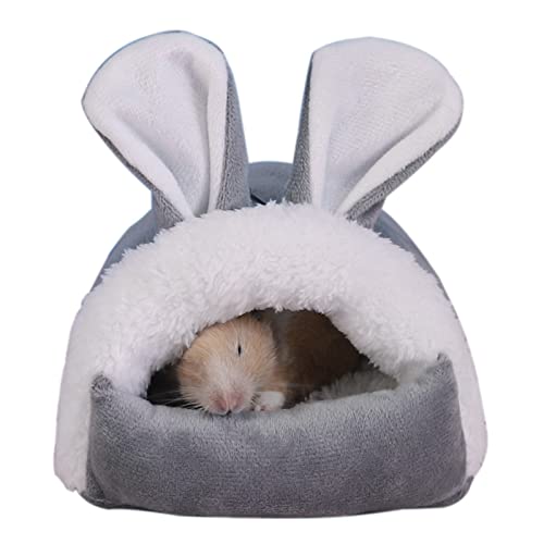 Bluelanss Guinea Pig Bed, Cave Cozy Hamster House Hideout for Guinea Pig Ferret Hedgehog Chinchilla Bearded Dragon Winter Nest Hamster Bed Accessories Grey S