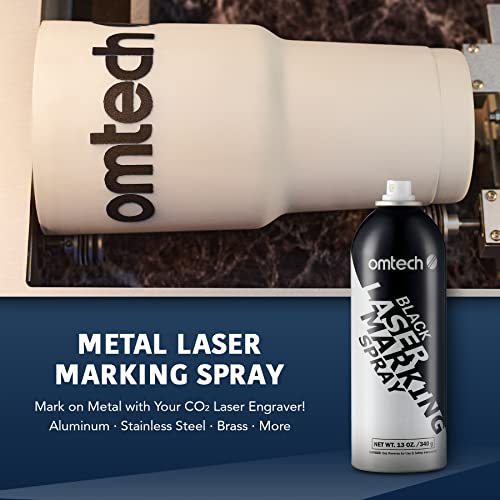 OMTech Laser Marking Spray, Metal Laser Marking Fluid for CO2 Laser Engravers, 13oz Aerosol High Contrast Black Spray for Laser Engraving Metal, Laser Ink Agent for Aluminum Stainless Steel Brass More