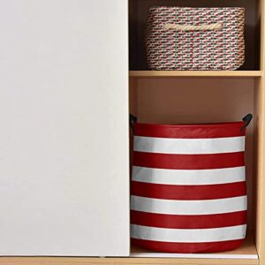 OUR DREAMS Red White Striped Oxford Cloth Laundry Hampers, Simple Geometric New Year Laundry Basket for Bedroom, Laundry and Bathroom, 16.5''W x 17''L