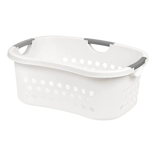 IRIS USA Hip Grip Laundry Basket, Laundry Organizer, Comfort Carry Plastic Laundry Basket with Hip Curve, 3 Handles for Easy Carry - Large, White, Pack of 2