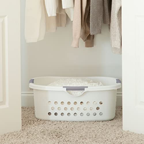 IRIS USA Hip Grip Laundry Basket, Laundry Organizer, Comfort Carry Plastic Laundry Basket with Hip Curve, 3 Handles for Easy Carry - Large, White, Pack of 2