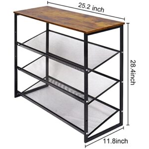 Garden 4 you 4-Tiers Shoe Storage Freestanding Organizer Modern 25.2 in Tilting Adjustable Shoe Rack for High Heels, Entryways, Hallways, Closets, Dormitory Rooms, Industrial, Brown