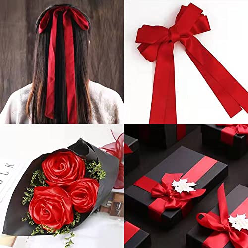 KSRIGHT 1 inch ( 2.54cm Wide)Double Face Red Ribbon 25 Yards for Gift Wrapping,Wedding Decoration, Bows Making , Sewing, DIY Crafts