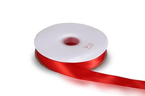 KSRIGHT 1 inch ( 2.54cm Wide)Double Face Red Ribbon 25 Yards for Gift Wrapping,Wedding Decoration, Bows Making , Sewing, DIY Crafts