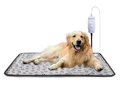 TJOY Pet Heating Pad Large Dog Heating Pad Electric Heated Pet Bed for Cats and Dog Warming Mat with Chew Resistant Cord & Waterproof Layer (34"x21"(Footprint))