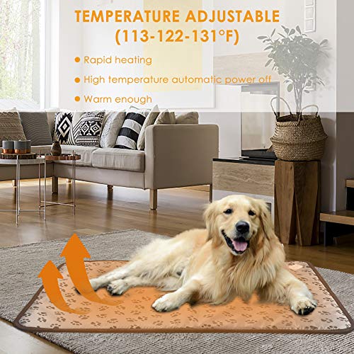 TJOY Pet Heating Pad Large Dog Heating Pad Electric Heated Pet Bed for Cats and Dog Warming Mat with Chew Resistant Cord & Waterproof Layer (34"x21"(Footprint))