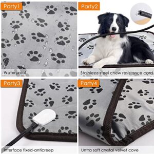 TJOY Pet Heating Pad Large Dog Heating Pad Electric Heated Pet Bed for Cats and Dog Warming Mat with Chew Resistant Cord & Waterproof Layer (34"x21"(Footprint))