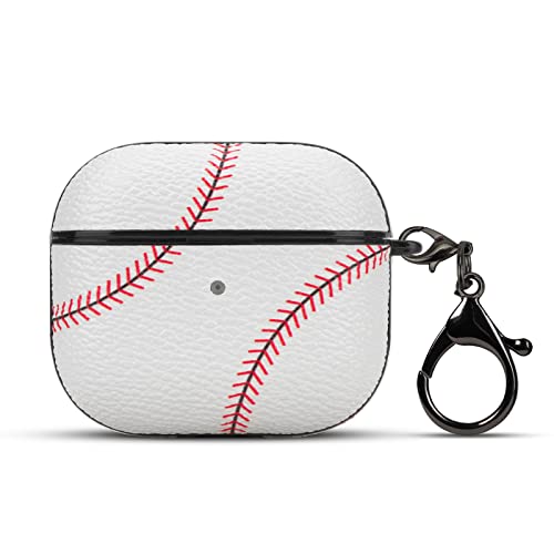 HIDAHE Case for Airpods 3 2021, Airpods 3 Cover, Airpods 3 Skin Accessories Sport Pattern Airpods 3 Cover Leather Case for Apple Charging Case for Airpods 3 2021, Baseball