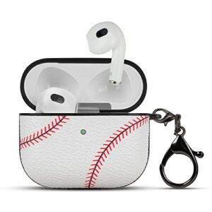 HIDAHE Case for Airpods 3 2021, Airpods 3 Cover, Airpods 3 Skin Accessories Sport Pattern Airpods 3 Cover Leather Case for Apple Charging Case for Airpods 3 2021, Baseball