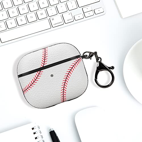 HIDAHE Case for Airpods 3 2021, Airpods 3 Cover, Airpods 3 Skin Accessories Sport Pattern Airpods 3 Cover Leather Case for Apple Charging Case for Airpods 3 2021, Baseball