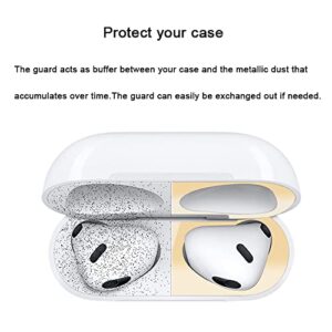 Funnymadpea Luxury Metal Dust Guard Compatible with Airpods 3rd Generation Case 2021 Release,Dust-Proof Film,Dust-Proof Sticker,Ultra Slim,Easy to Clean,Oil Proof and Waterproof(Black)