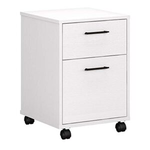 Bush Furniture Key West Modern Farmhouse Writing Desk for Home Office, 60W, Pure White Oak & Key West 2 Drawer Mobile File Cabinet, Pure White Oak