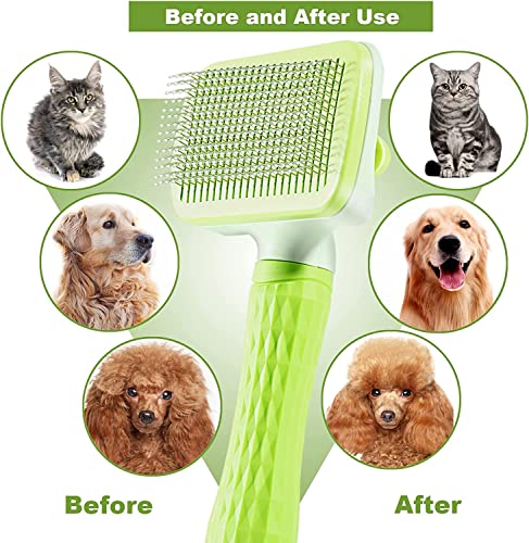 Garstor Dog Brush, Cat Brush, Dog Brush for Shedding, Self Cleaning Pet Brush for Grooming Long Short Haired Dog Cats, Cat Brushes for Indoor Cats, for Dog Cat Rabbit Remove Loose Fur and Undercoat