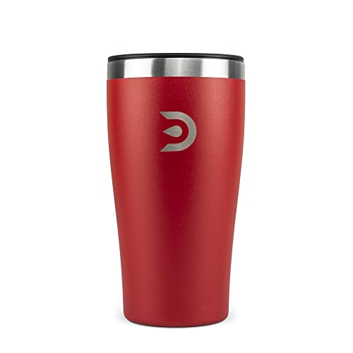 DrinkTanks Insulated Craft Pint Cup - 16 oz Vacuum Insulated Stainless Steel Mug with Lid; Hot/Cold perfect for coffee, iced tea, beer, cocktails, wine, kombucha; Dishwasher Safe (Crimson)